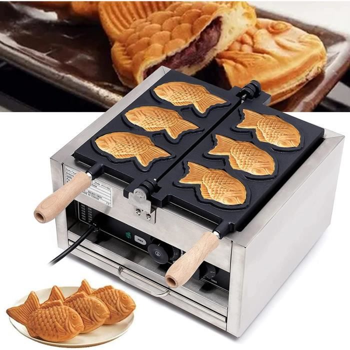 Gaufrier 3Pcs Taiyaki Fish Waffle Maker, 1500W Commercial Electric Non ...