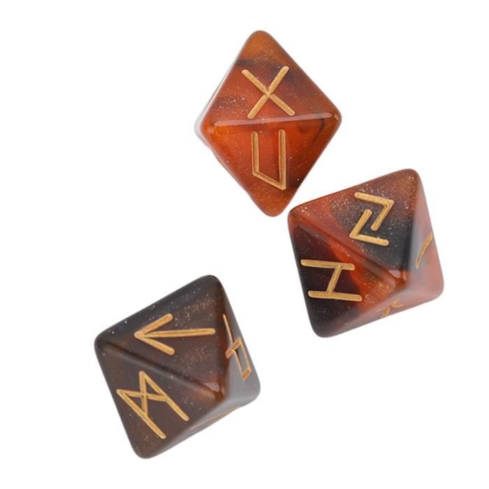 Zerone Dés runiques 3Pcs Rune Dice 8 Sided Star Sky Mystic Vivid Colors ...
