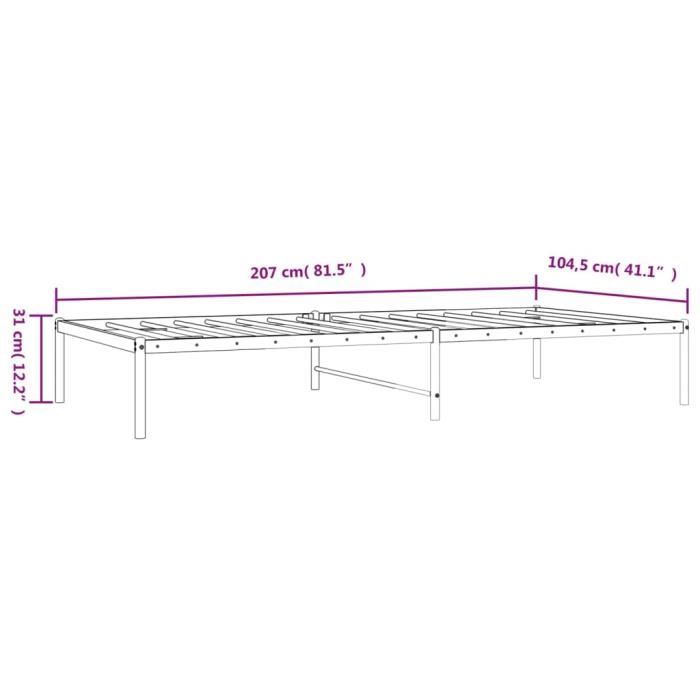 KEENSO Cadre de lit métal noir 100x200 cm YN013 - Cdiscount Maison