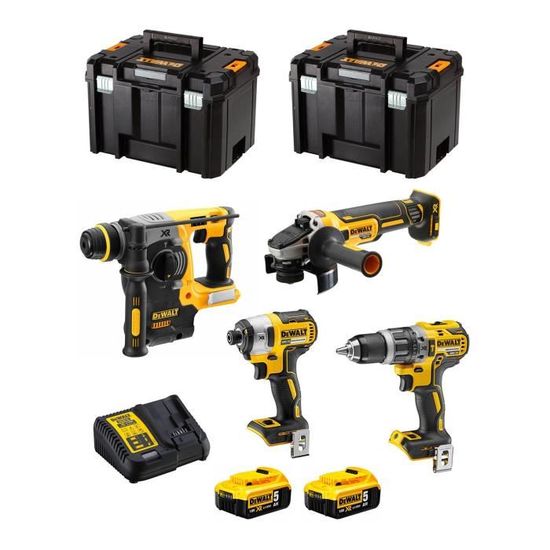 DeWALT Kit DWK400 (DCD796 + DCH273 + DCG405 + DCF887 + 2 x 5,0 Ah + DCB115 + 2 x TSTAK VI ...