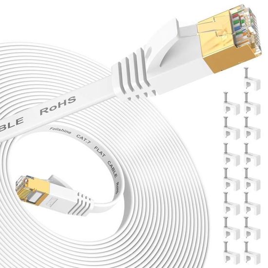 Folishine Câble Ethernet 10 m, Cat7 Internet haute vitesse avec ...