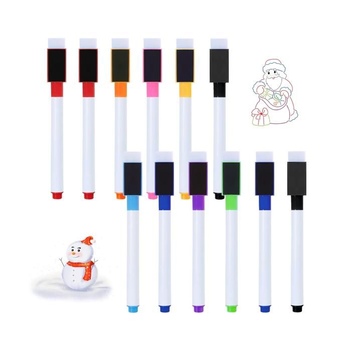 Feutre Tableau Blanc Effacable,12pcs Marqueur Tableau Blanc Effacable ...