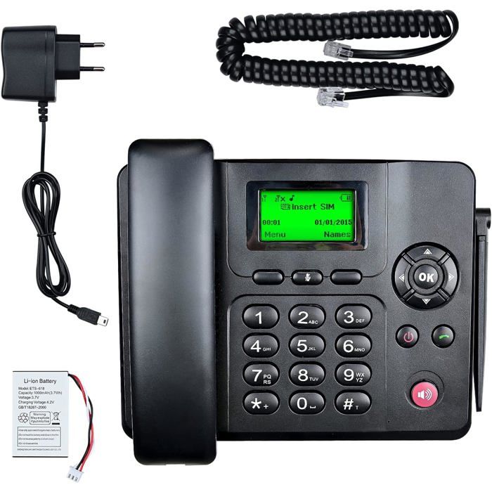 Téléphone fixe sans fil GSM - SUTEO - Double SIM - Écran 2,4 pouces ...
