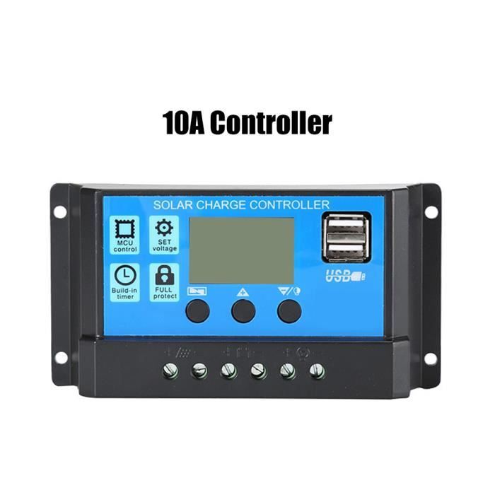 Contrôleur 10A--Kit de panneau solaire 10W, 12V 24V, contrôleur de charge solaire et panneau ...