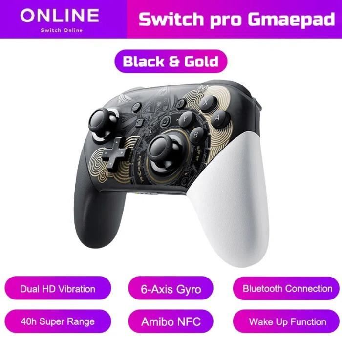 Manette de jeu - AIHONTAI - Pro pour Switch - Noir et or - Bluetooth ...
