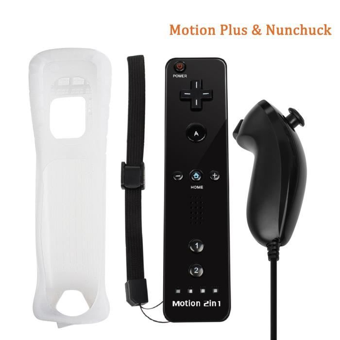 Nunchuck noir - Télécommande intégrée Motion Plus pour Nintendo Wii ...