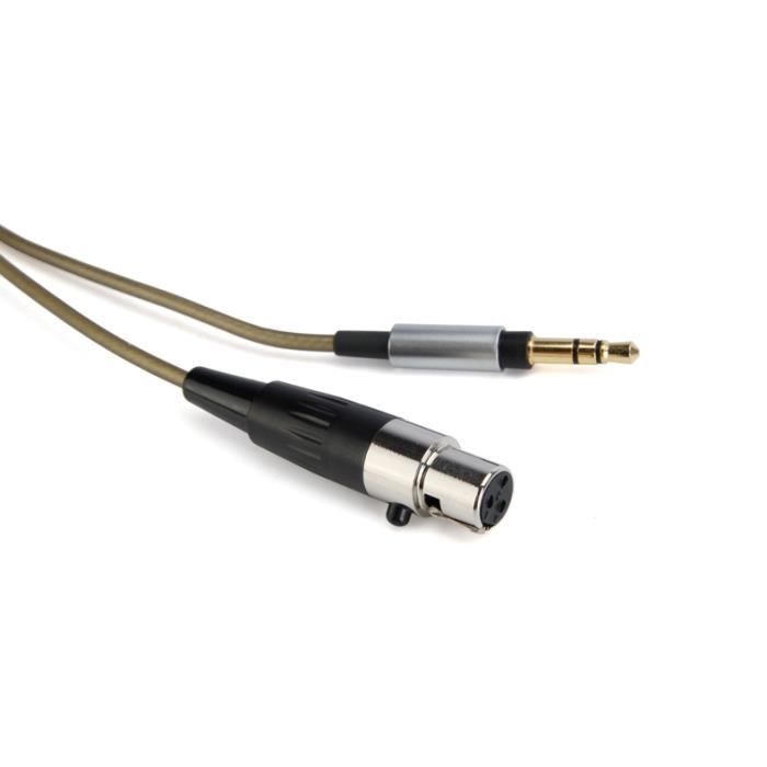 Câble Audio mâle 3.5mm TRS à 3 broches femelle Mini XLR de remplacement argent, câble Audio ...