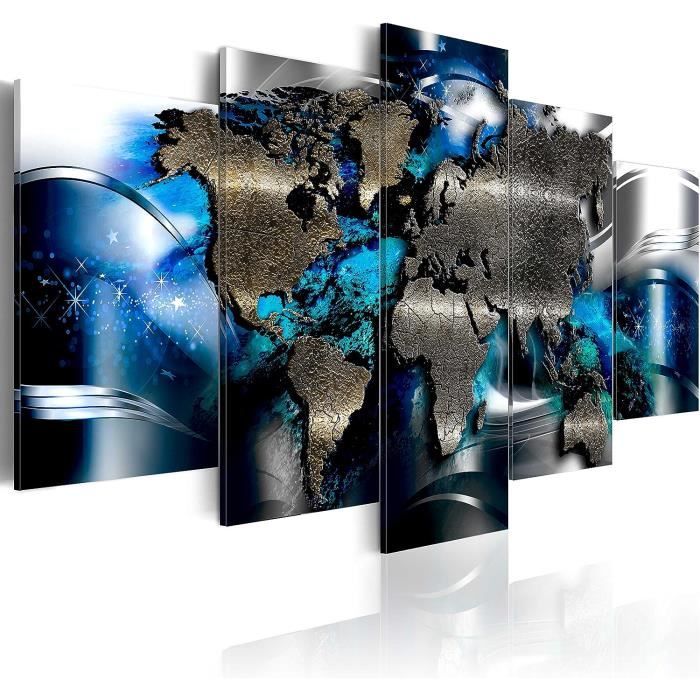 Murando Tableau Acoustique Carte Du Monde Abstrait 100X50 Cm 5 Pieces ...