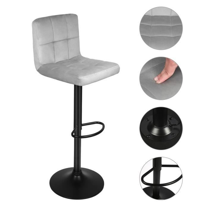 GRUS Lot de 4 tabourets Gris , tabouret de bar réglable en hauteur, tabouret Charge max120kg ...