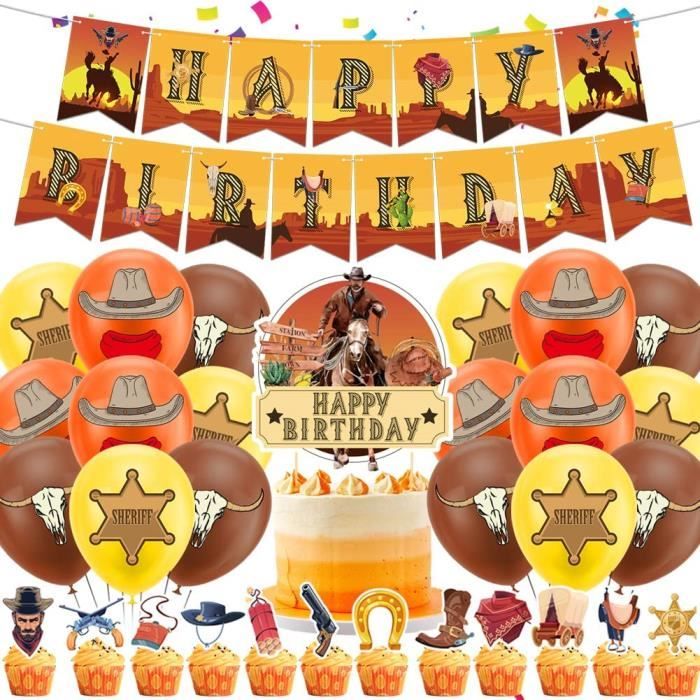 Décorations D'Anniversaire Western Cowboy Pour Enfants, 34 Pièces ...