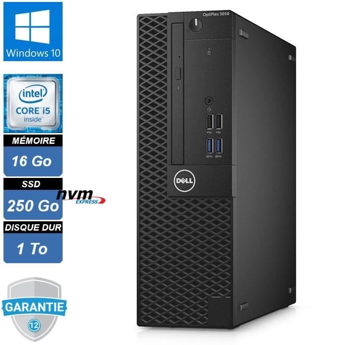 PC Fixe Dell Optiplex 3050 SFF i5 6500 16Go SSD250Go + HDD1To Win10 Pro ...