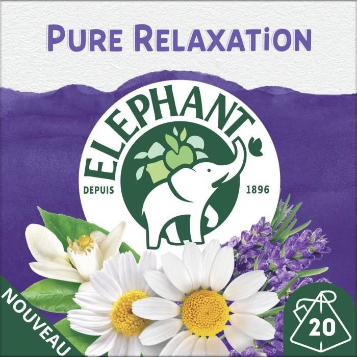 LOT DE 2 - ELEPHANT - Infusion Pure Relaxation - boite de 20 Sachets ...