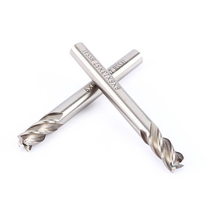 Foret De Fraise En Bout De 4 Cannelure 4mm-12mm HSS CNC 6mm*6mm*13mm ...