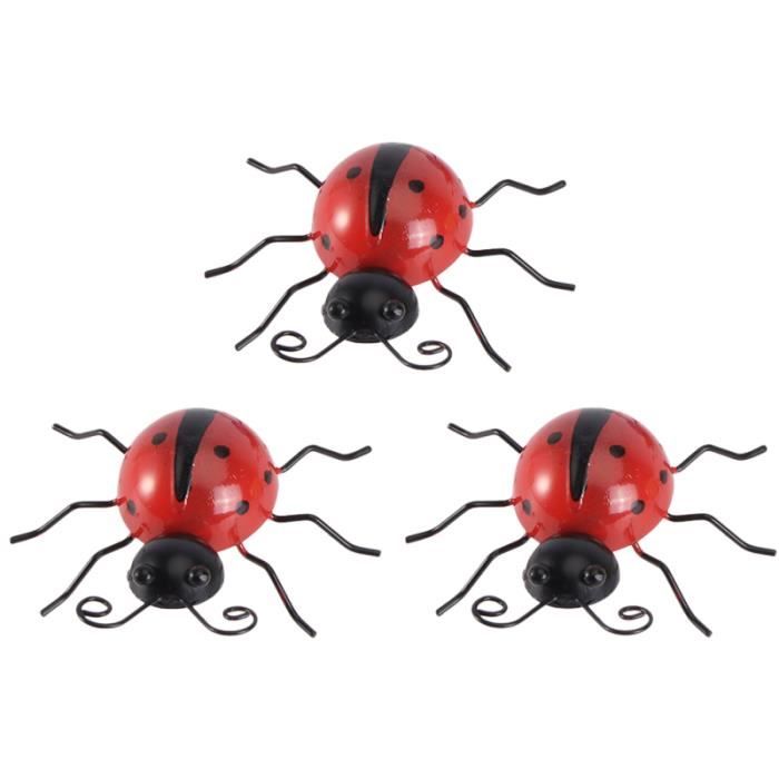 3pc Metal Garden Ladybug Metal Mur Garden Sculptures murales 3D ...