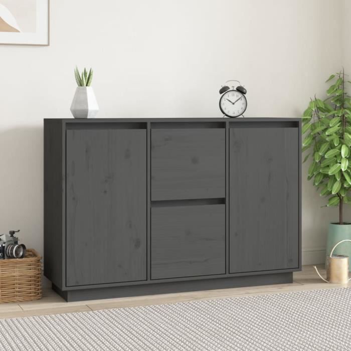 MAD Buffet Gris 111x34x75 cm Bois massif de pin - 7066690486909 ...