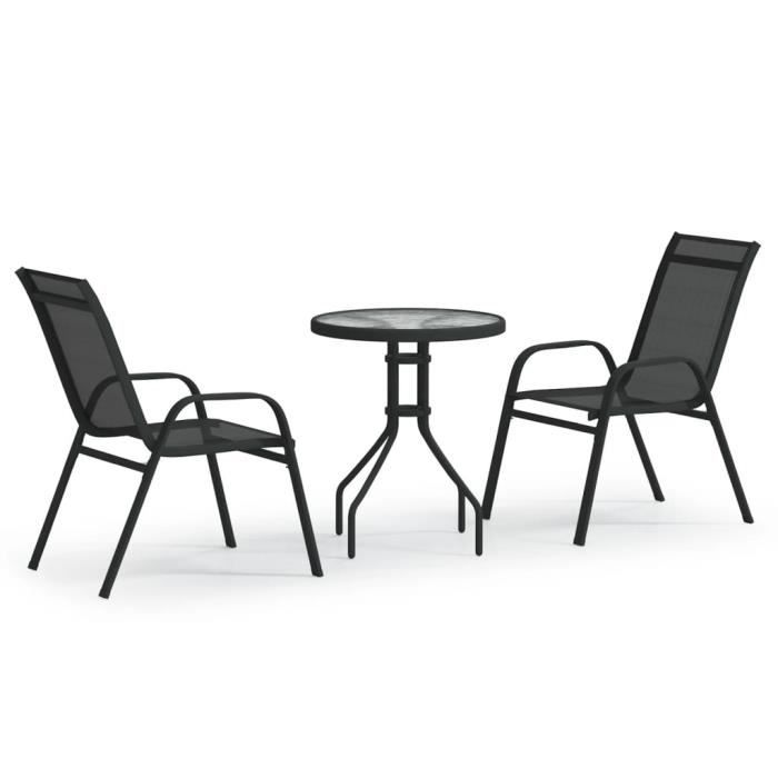 LIA - Ensemble de bistro de jardin 3 pcs Noir - Cdiscount Jardin