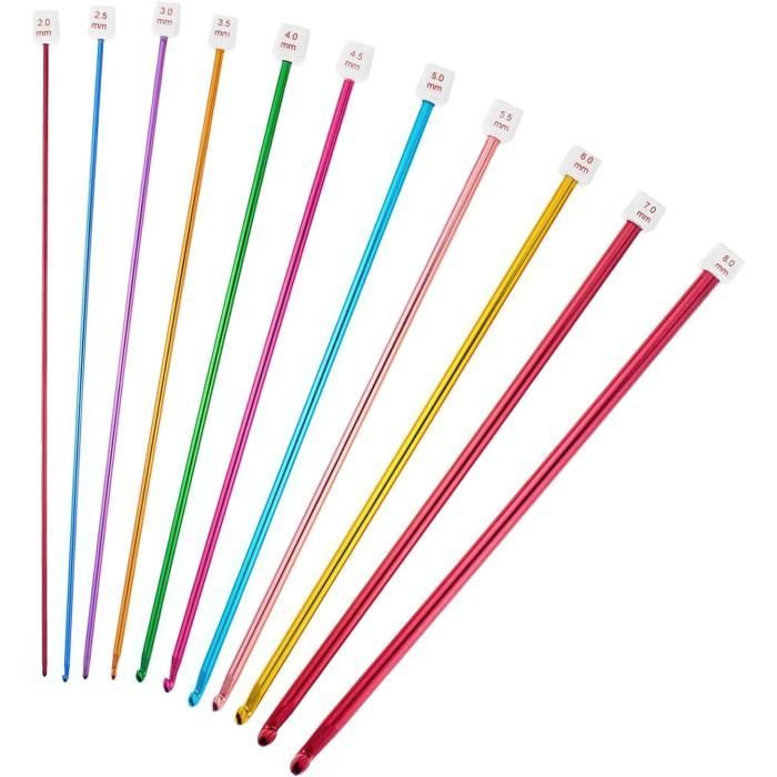 Graplan 11 Pièces Crochet Tunisien,Multicolore Aluminium Tunisien ...