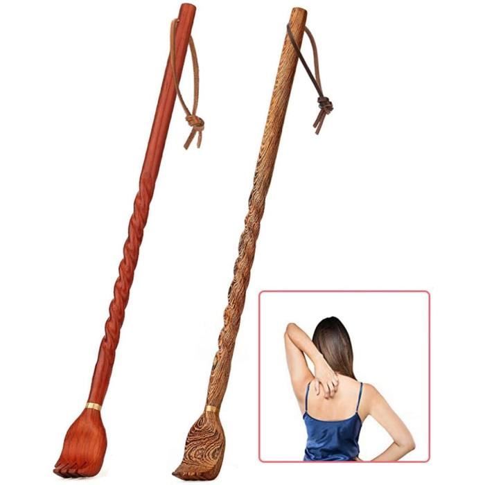 Gratte Dos, 2 Gratte Dos Bois Robuste Naturel 46cm-18" Backscratcher Masseur Dos pour Soulager ...