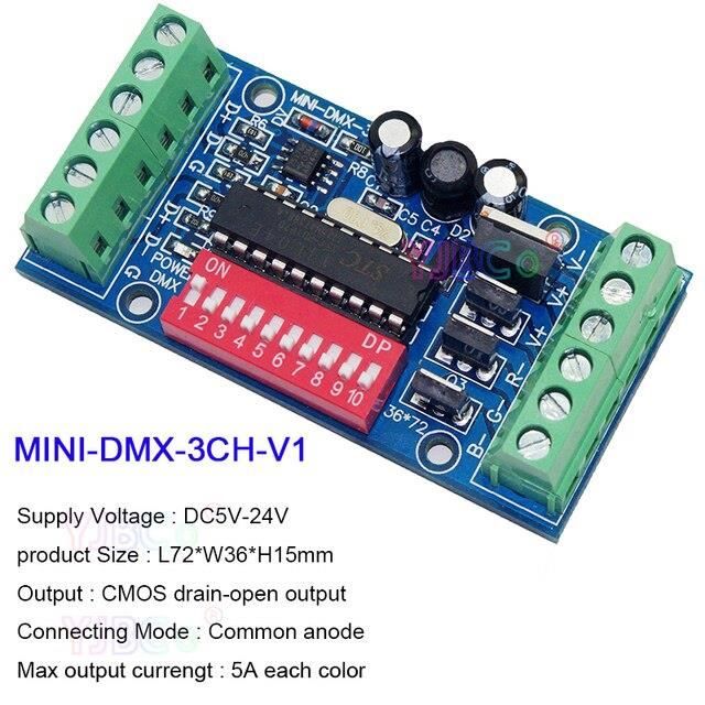 APPAREIL DE COMMANDE LED,MINI-DMX-3CH-V1--Décodeur DMX512 LED 5V 12V ...