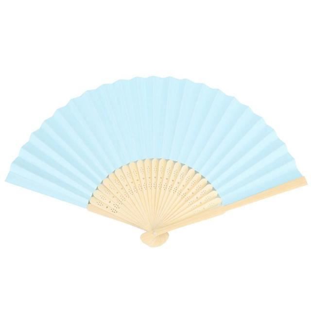 Éventail Pliable En Papier Light Blue Éventail De Poche En Papier De