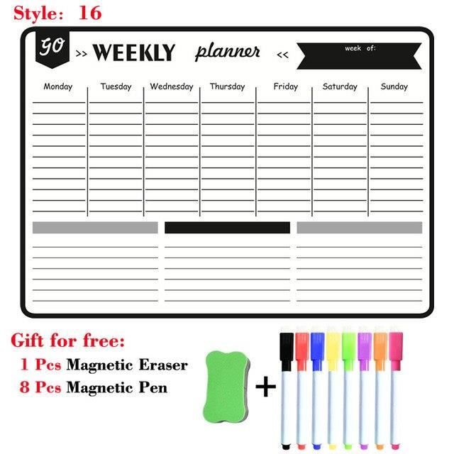 Tableau effaçable,JHB16-8Pen1Eraser--Tableau blanc magnétique format A3 ...