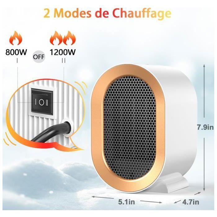 Chauffage appoint,Radiateur Electrique 800/1200W,Mini Chauffage ...