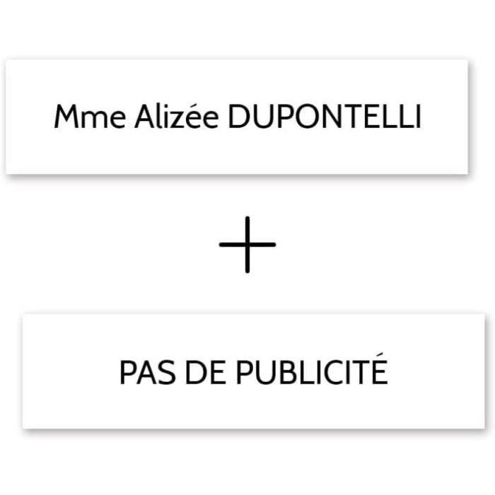 Plaque nom + Stop PUB pour Boite aux Lettres Format Decayeux (100x25mm ...