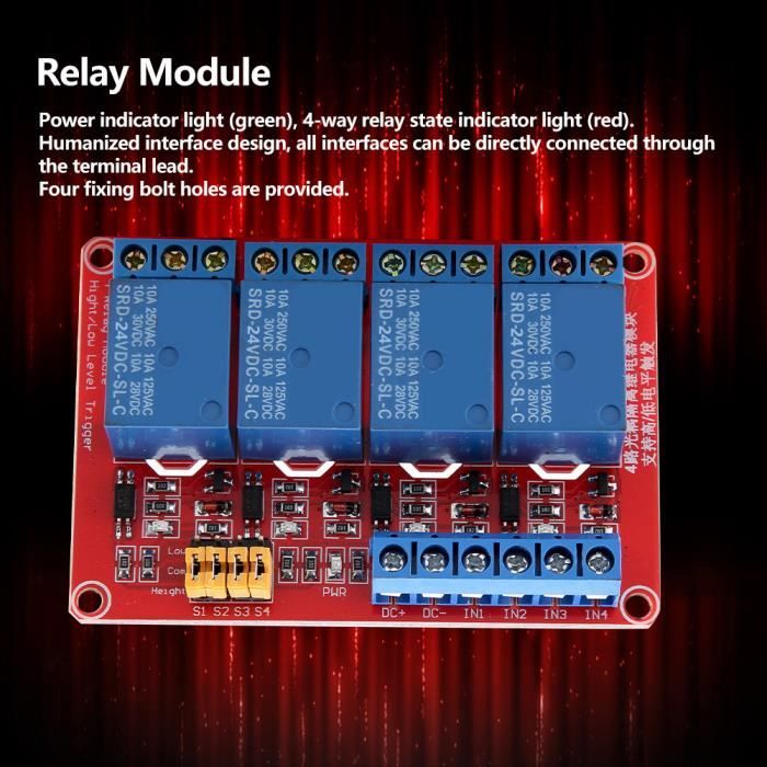 Module Relais 4 Canaux Module Relais (24V) Module De Relais Carte De ...