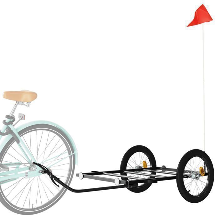 VidaXL Remorque de vélo noir 135x68x37 cm fer, chariot de vélo, chariot ...