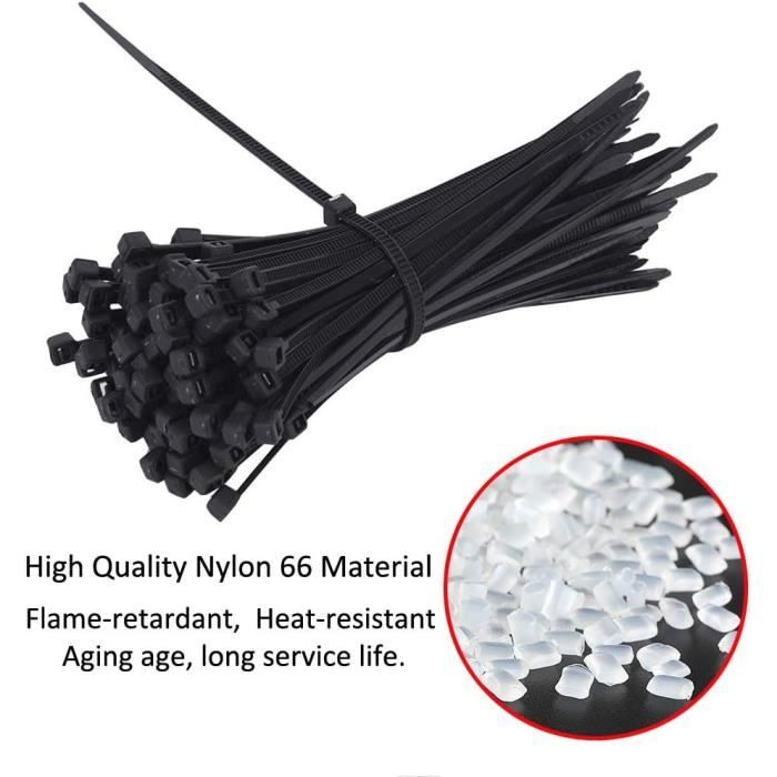 250 Pièces 400Mm X 7,2Mm Autobloquant Nylon Attaches De Câble En ...