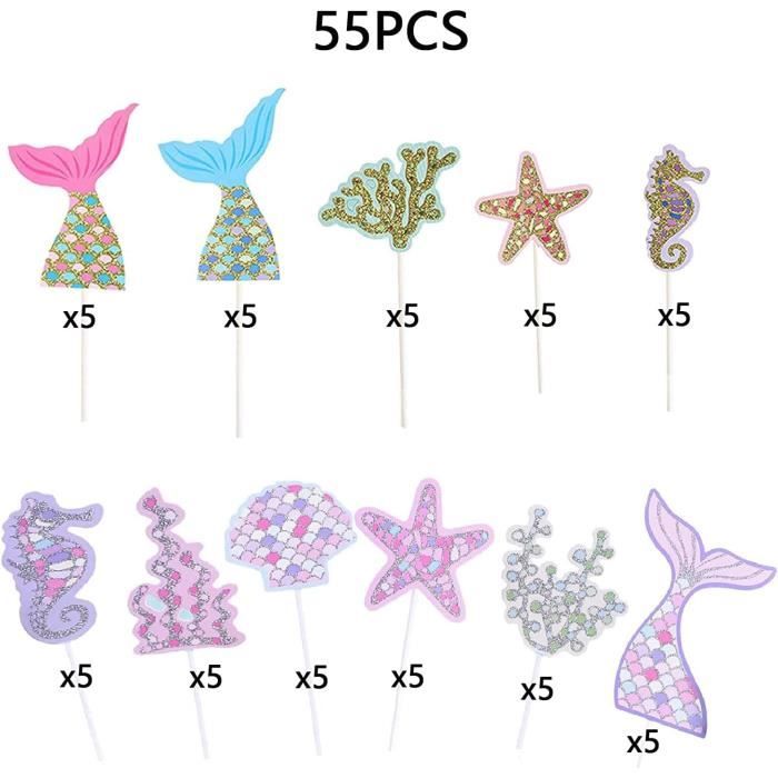 Sirène Gâteau Topper,Délicat Topper de Gâteau de Glitter d'Océan 55 ...