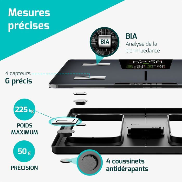 Balance Pese Personne Numérique,Balance Connectée,Pèse Personne fiable ...