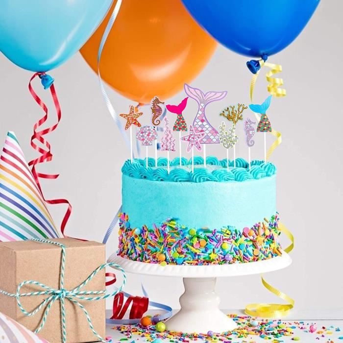 Sirène Gâteau Topper,Délicat Topper de Gâteau de Glitter d'Océan 55 ...