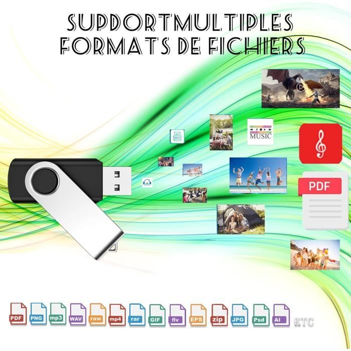 Cle USB 1 Go,Clé USB 10PCS Stockage Flash Drive Rotation U Disque Cle ...