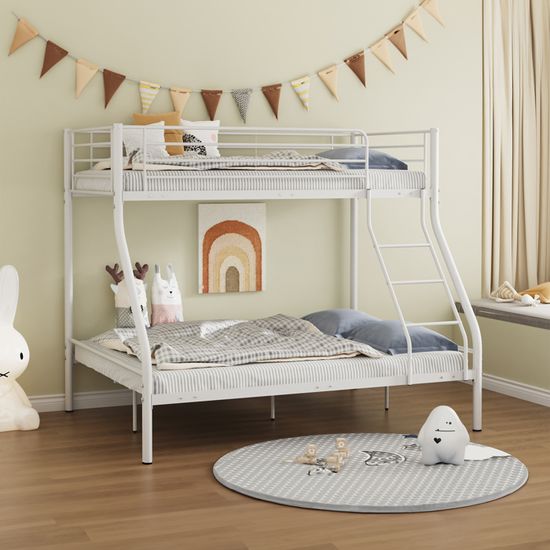 DUAL - Lit superposé en métal blanc 90 x 190 cm + 140 x 190 cm ...