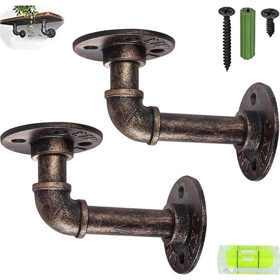 AJW-Lot de 2 Support de Tuyau Étagère Murale Industrielle 9*13cm ...