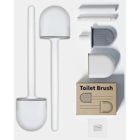 Brosse Wc Et Récipient Avec Support Mural Et Debout, Brosses De Toilette En Silicone Pour Salle ...