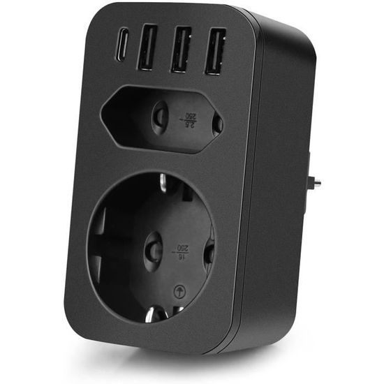 Multiprise murale, multiprise usb avec 1 prise ac, 1 prise euro, 3 ...