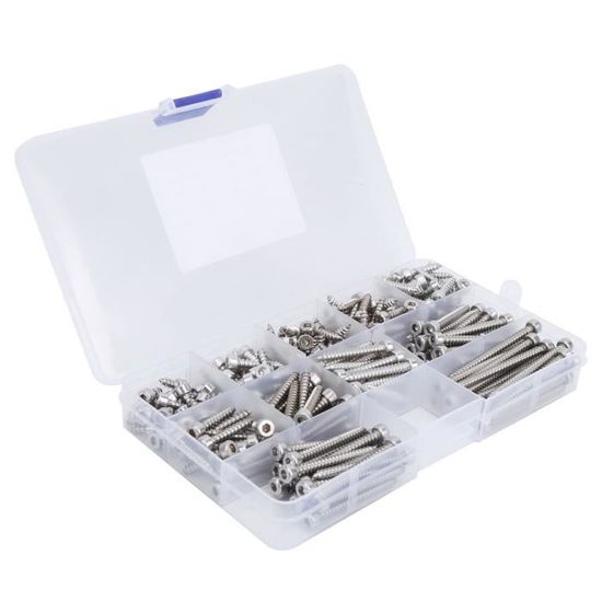 Cikonielf vis M4 270pcs vis autotaraudeuse 304 en acier inoxydable M4 à six pans creux kit d ...