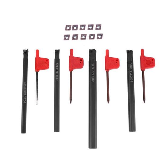 EJ.life outil de tournage de tour en acier 4 pièces S07K/S08K/S10K/S12M-SCLCR06 tour porte-outil ...