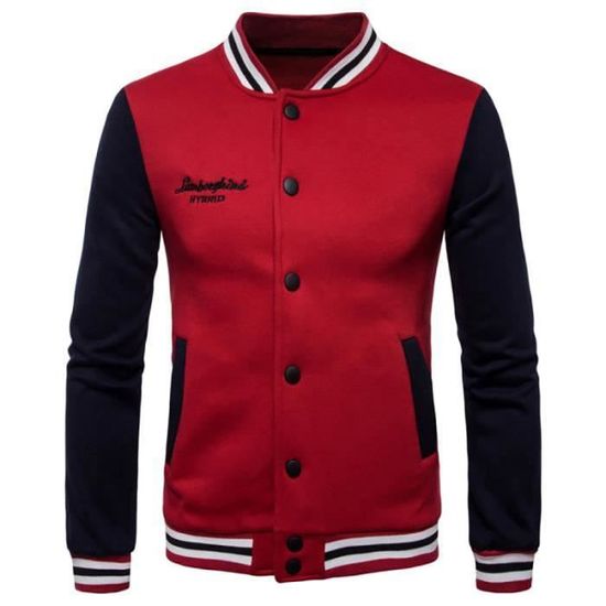 Veste Baseball Homme Patchwork Couleur Marque Luxe Couples Veste Rouge ...