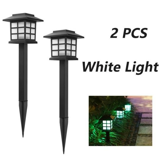 BORNE SOLAIRE ,2pcs white light--Lanterne LED solaire imperméable, 2 ...