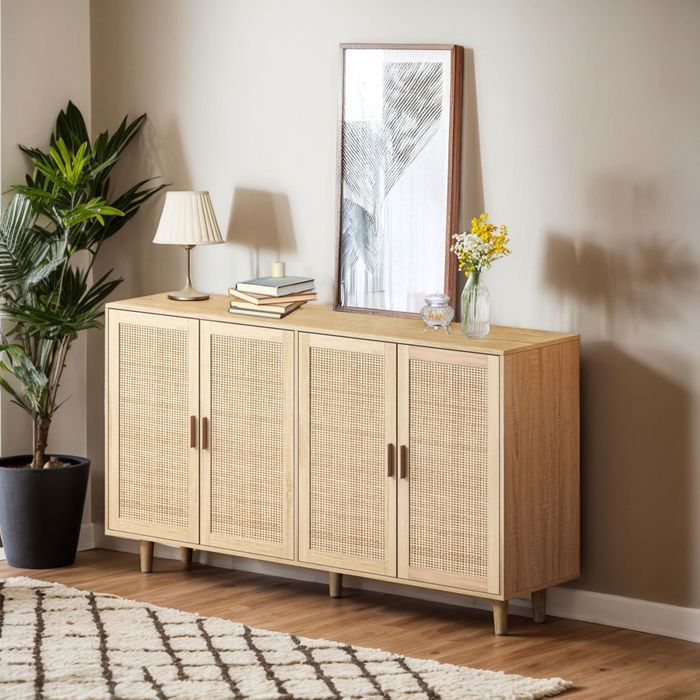 Buffet - Moderne avec 4 Portes et Rangements Intégrés, Meuble de Salon ...