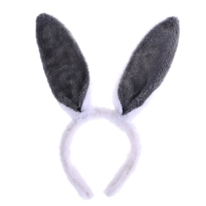 Peluches Lapin Oreilles Bandeaux Mignon Bandeau Blanc Et Gris Bandeau