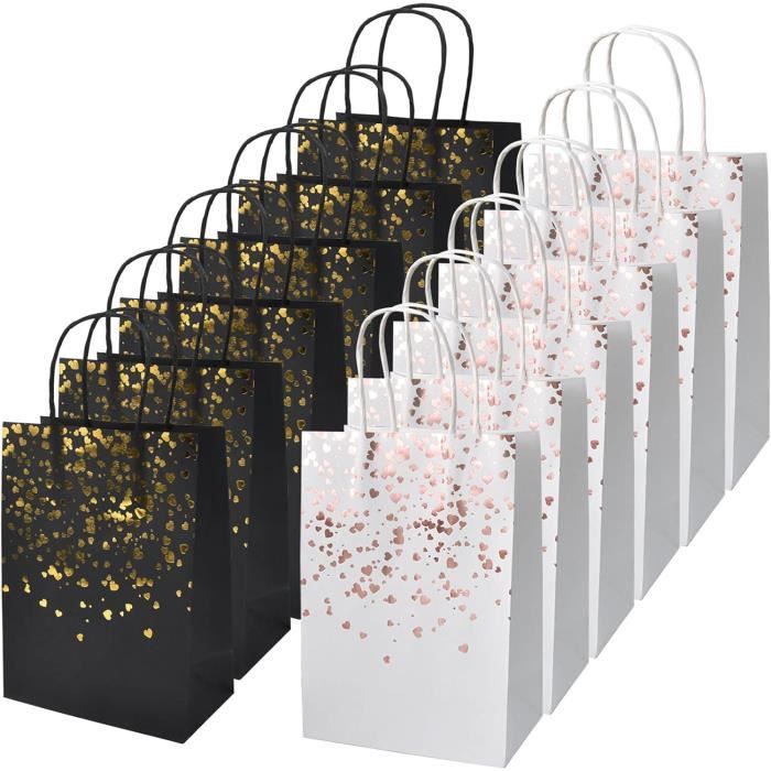 12Pcs Sachet Cadeau, Sac Kraft Avec Poignée, Sac En Papier Kraft Motif ...