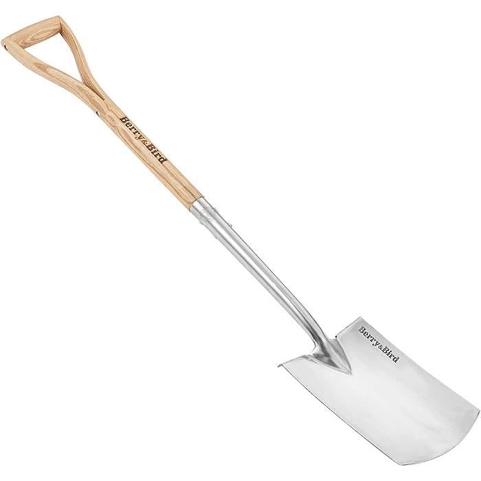 Pelle de jardinage traditionnelle en acier inoxydable avec poignée en D ...