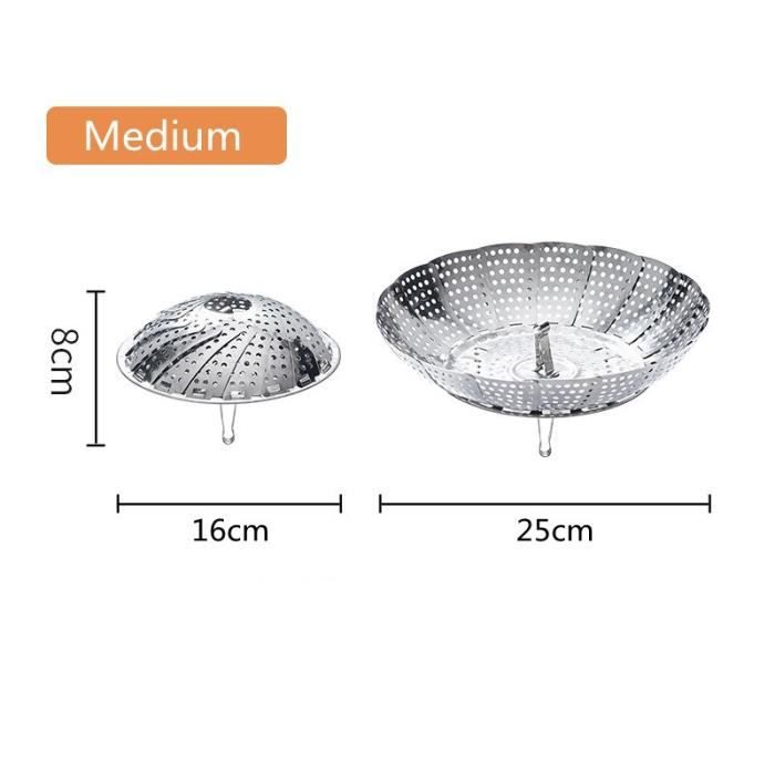 Cuiseur vapeur,Panier à vapeur pliable en acier inoxydable, plateau multifonction pour la ...