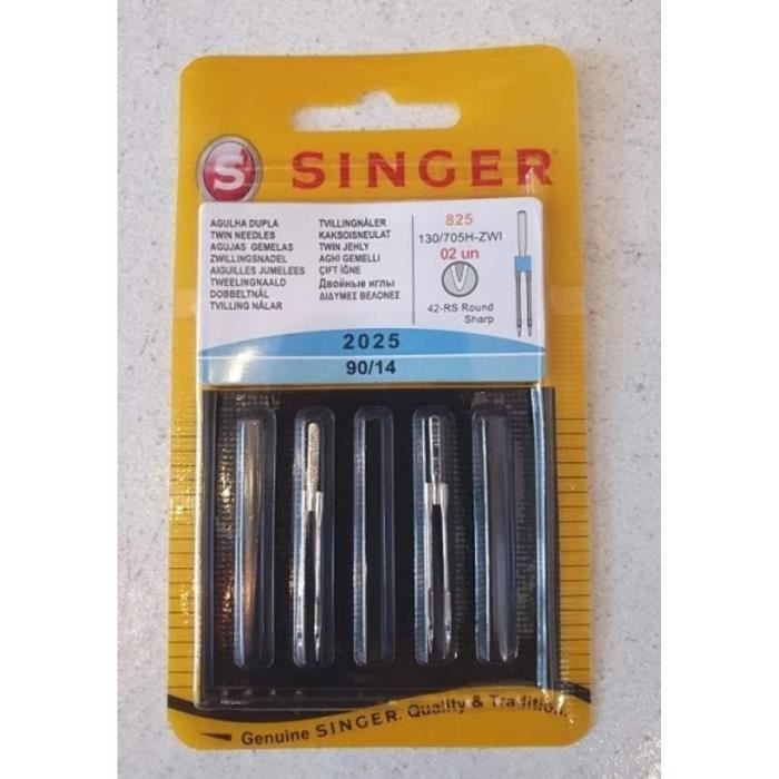 Lot de 2 aiguilles pour machine à coudre singer zwillingsnadeln 2025 épaisseur 90-14[128 ...