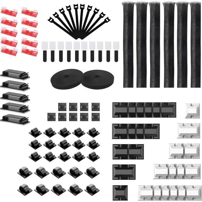 Kit De Gestion De Câbles 188 Pièces - Gaines Flexibles - Attache-Câbles ...