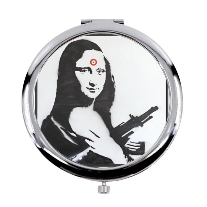 Miroir de Poche en Métal - Banksy La Joconde Mona Lisa Arme Cible Ak47 Street Art - (Diamètre 70 ...